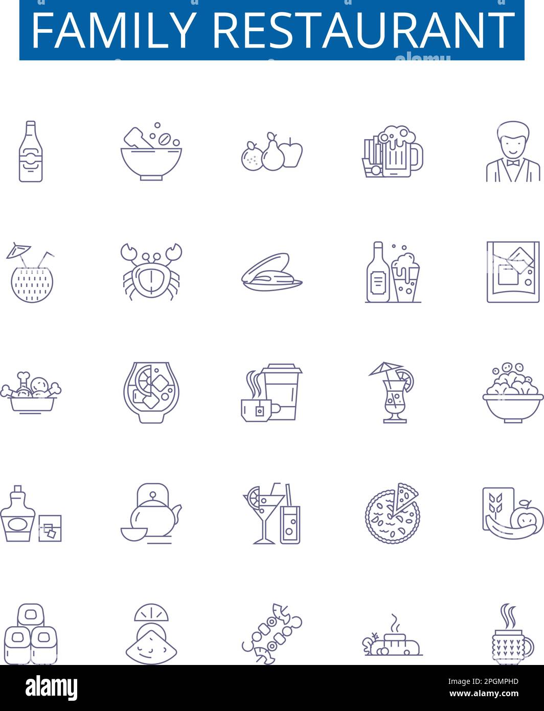 Family restaurant line icons signs set. Design collection of family, restaurant, dining, eatery ...