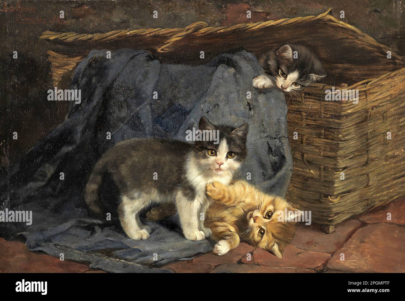 Adam II Julius - Drei Katzenkinder - German School - 19th and Early ...