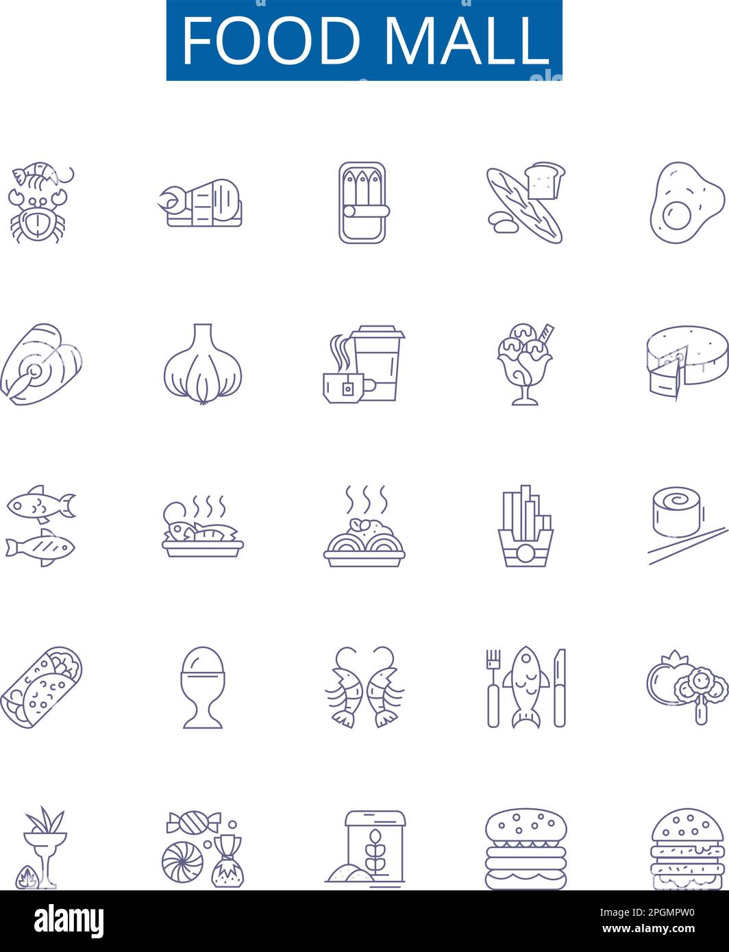 Food mall line icons signs set. Design collection of Eatery, Gastronomy ...