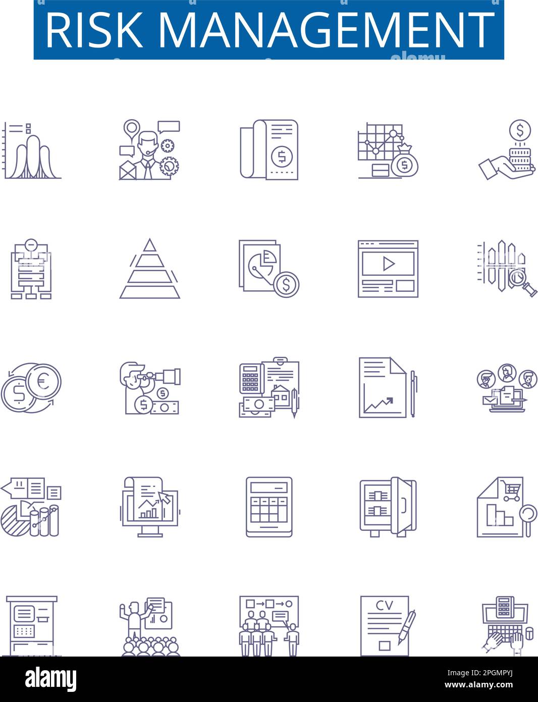 Risk management line icons signs set. Design collection of Risk ... Risk management line icons signs set. Design collection of Risk ...