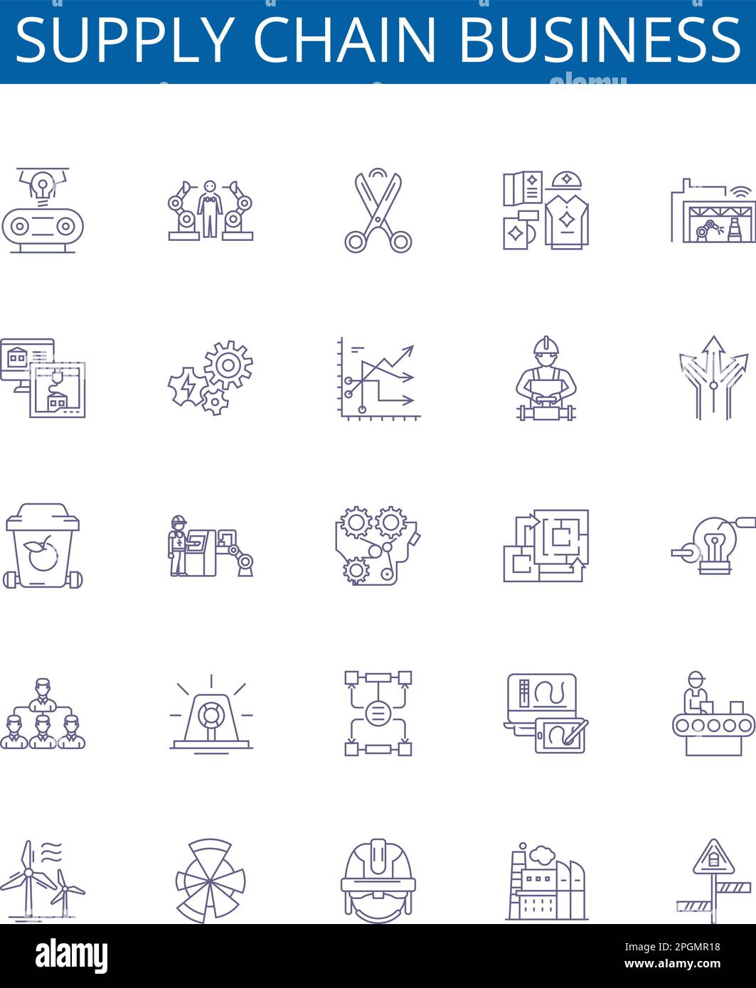 Supply chain business line icons signs set. Design collection of ...
