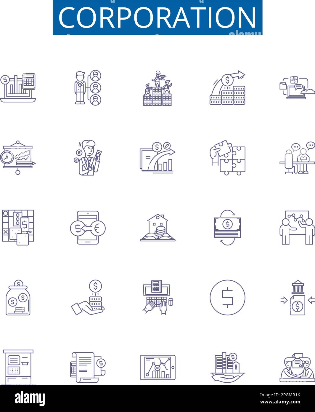 Corporation line icons signs set. Design collection of Corporation ... Corporation line icons signs set. Design collection of Corporation ...