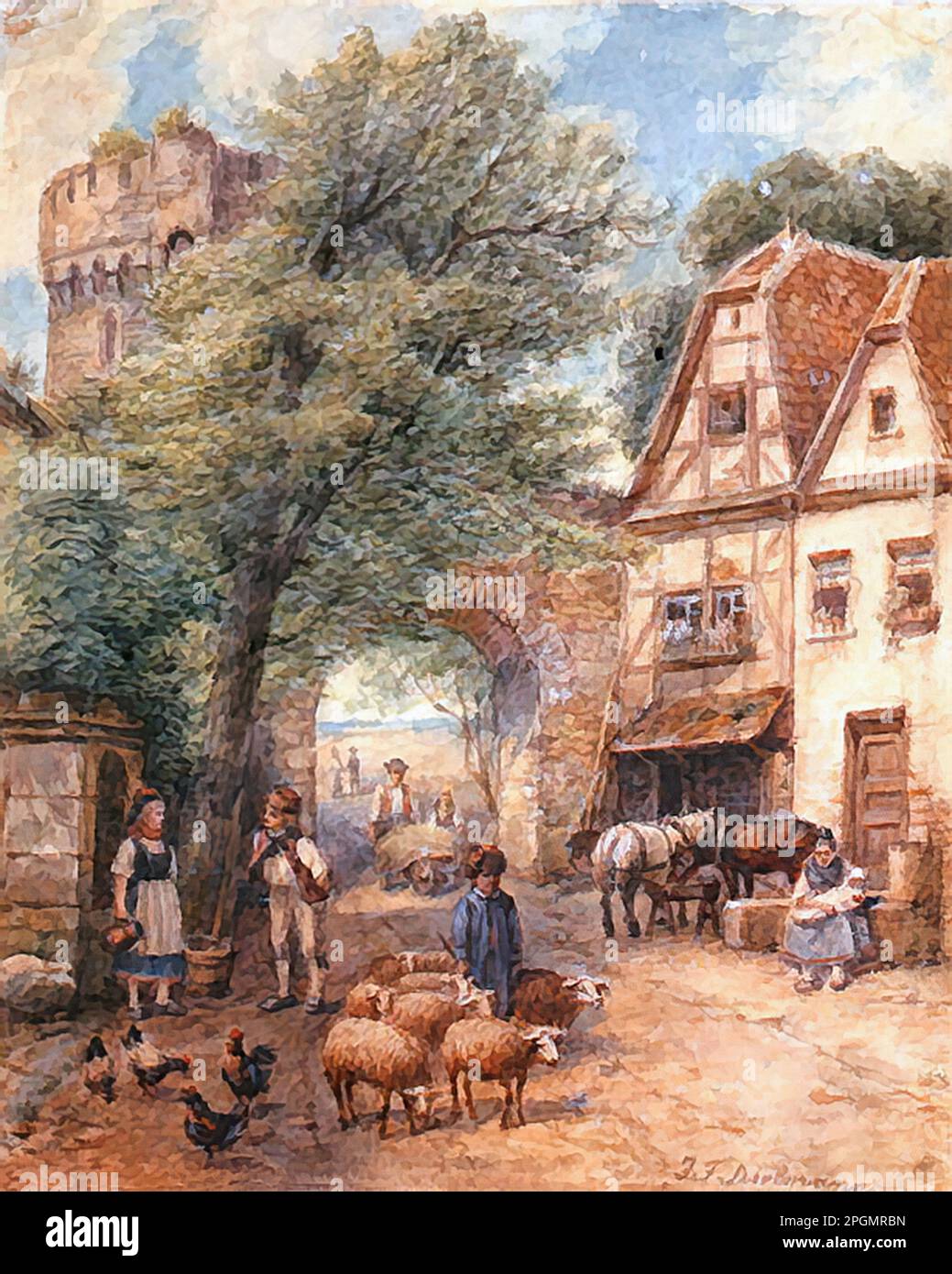 Dielmann Jakob FÃ¼rchtegott - Hessian Village - German School - 19th ...