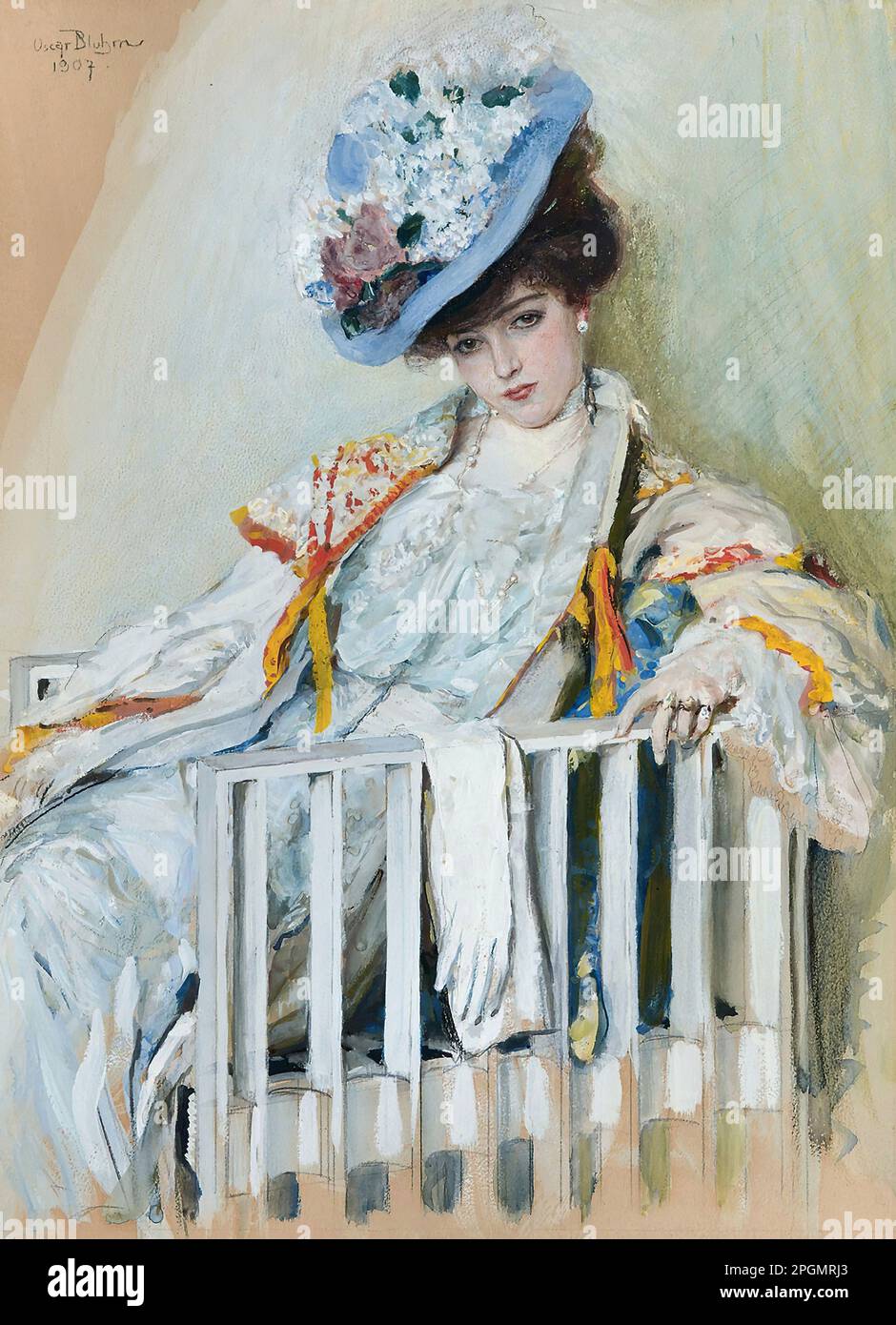 Bluhm Oskar - Elegant Lady - German School - 19th Century - Bluhm Oskar ...