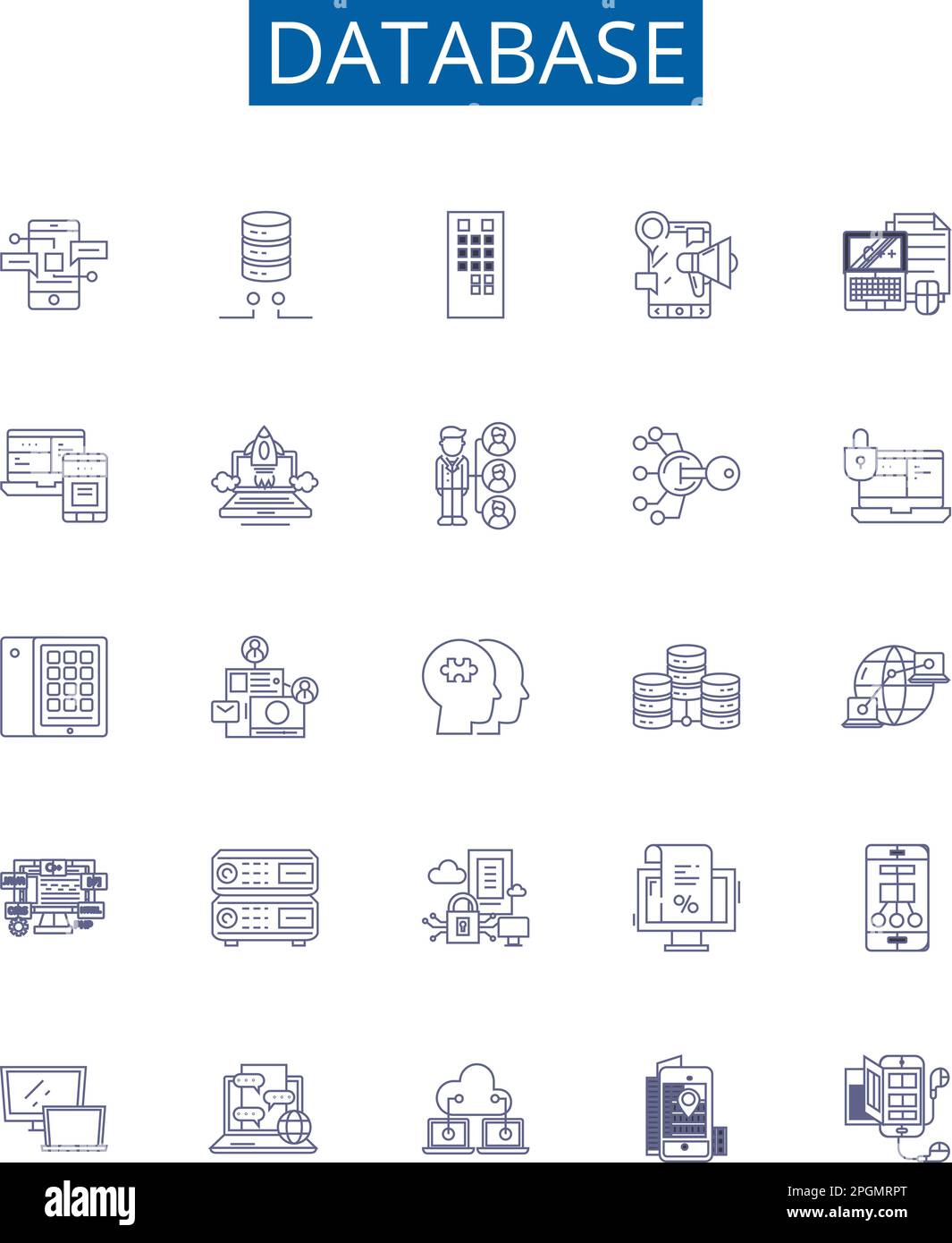 Database Line Icons Signs Set Design Collection Of Database Store Records Storage
