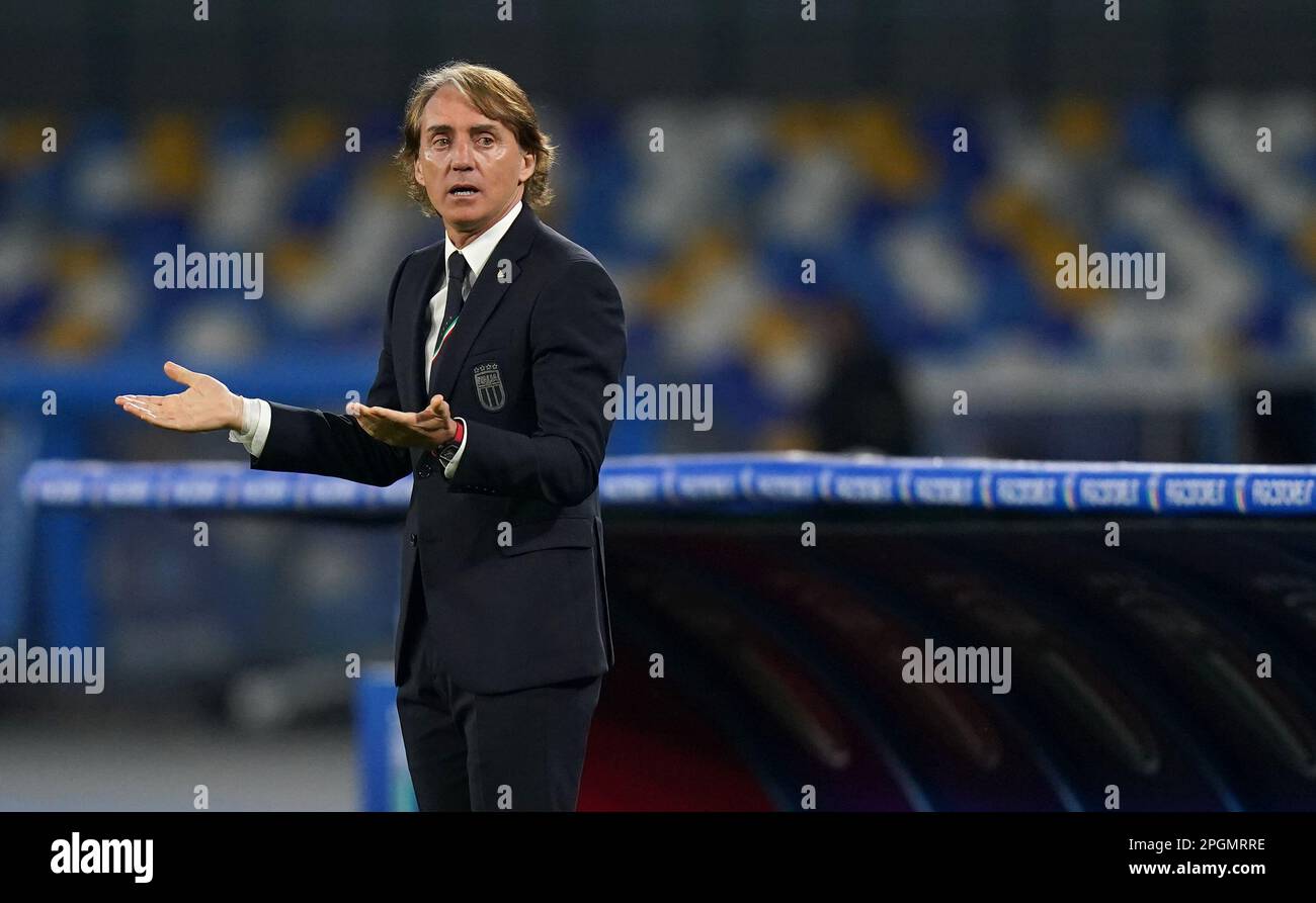 Italy manager Roberto Mancini on the touchline during the UEFA Euro ...