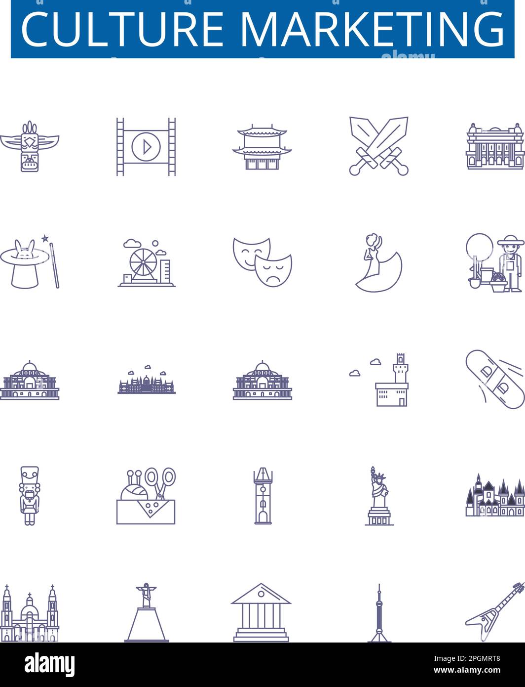 Culture marketing line icons signs set. Design collection of Cultural ...