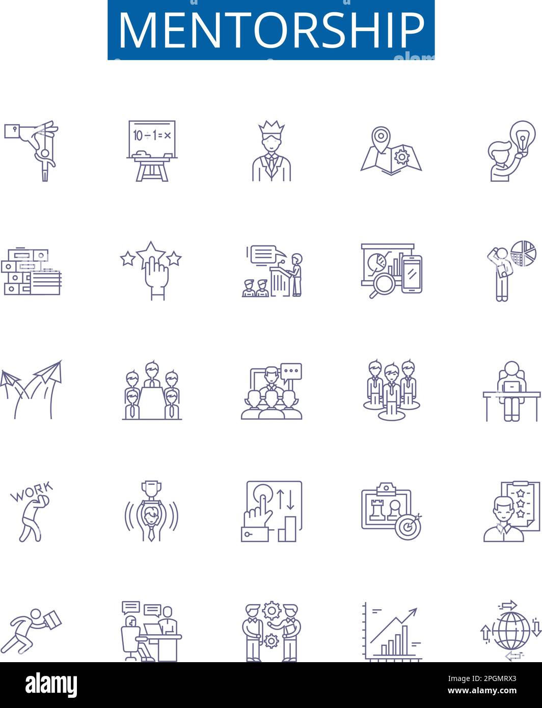 Mentorship line icons signs set. Design collection of Mentor ...