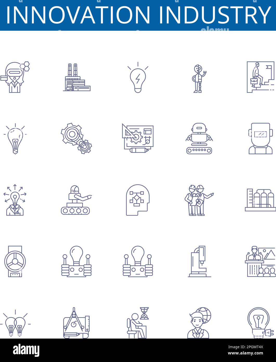 Innovation industry line icons signs set. Design collection of ...