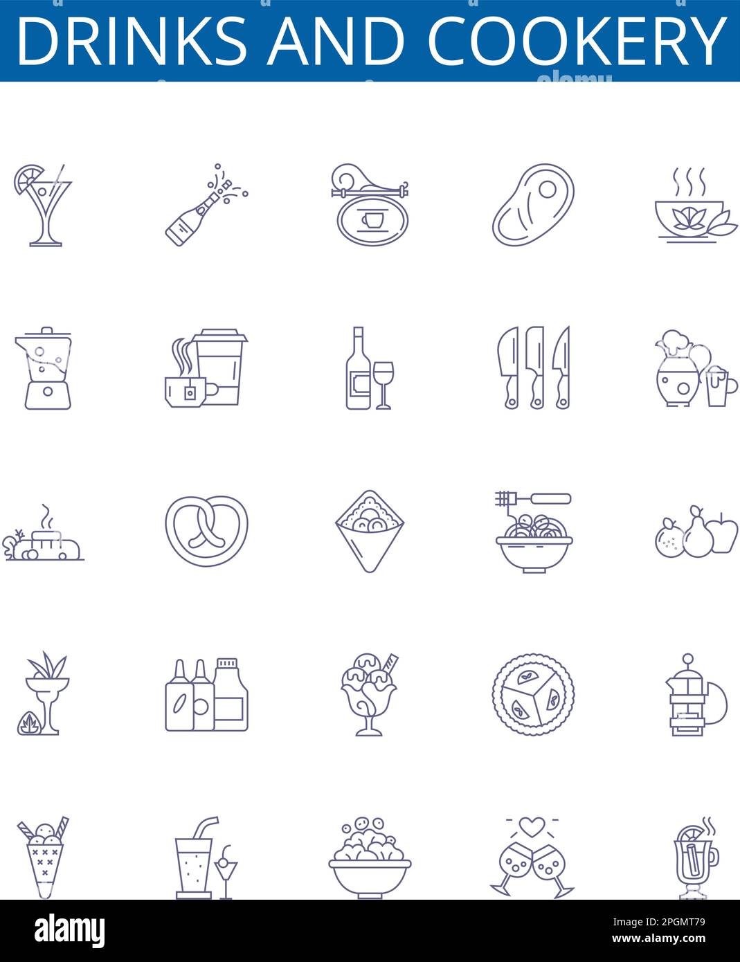 Drinks and cookery line icons signs set. Design collection of Beverages ...