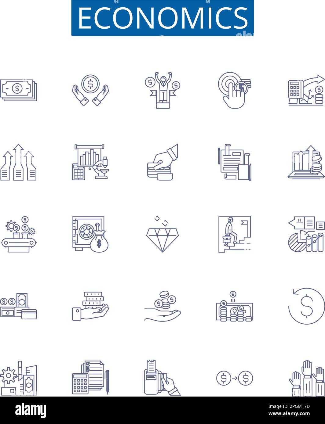 Economics line icons signs set. Design collection of Economy, Finance ...