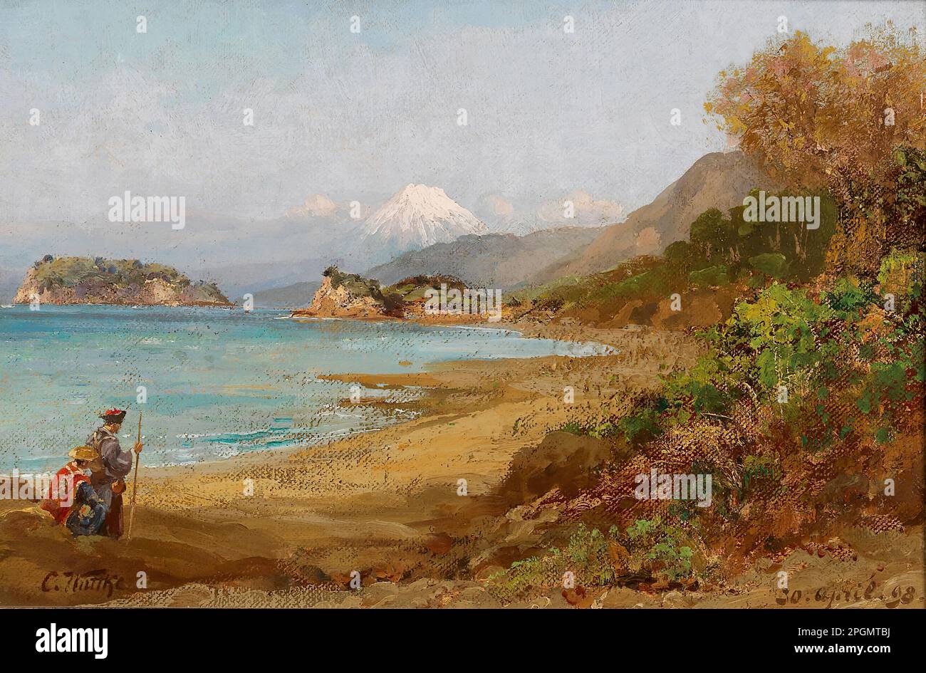 Wuttke Carl - Pilgrim on Route to Mount Fuji - German School - 19th and ...