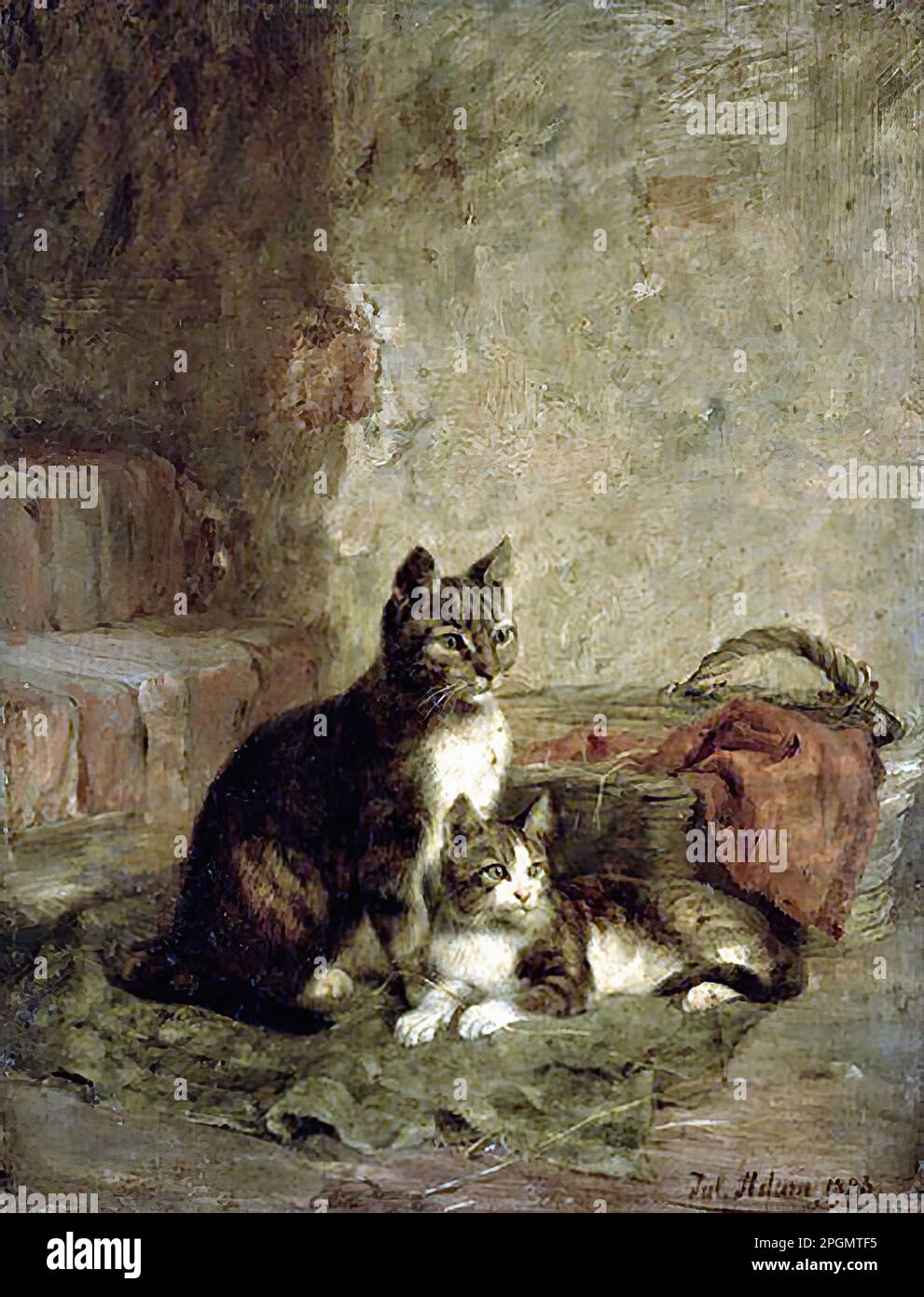Adam II Julius - Cats - German School - 19th Century - Adam II Julius ...