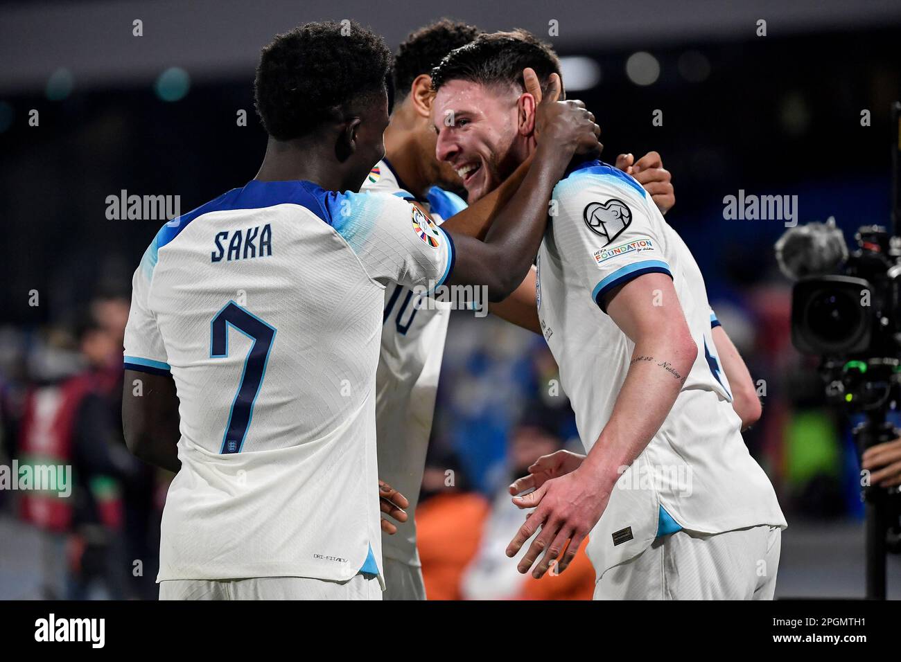Naples, Italy. 23rd Mar, 2023. Declan Rice of England celebrates with ...