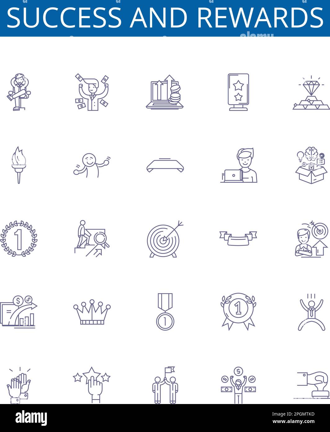 Success and rewards line icons signs set. Design collection of ...