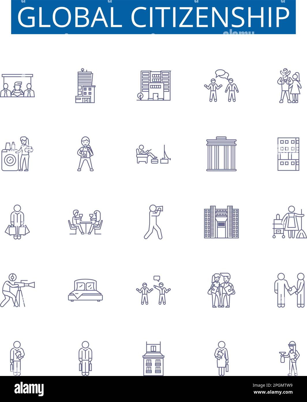 Global citizenship line icons signs set. Design collection of ...