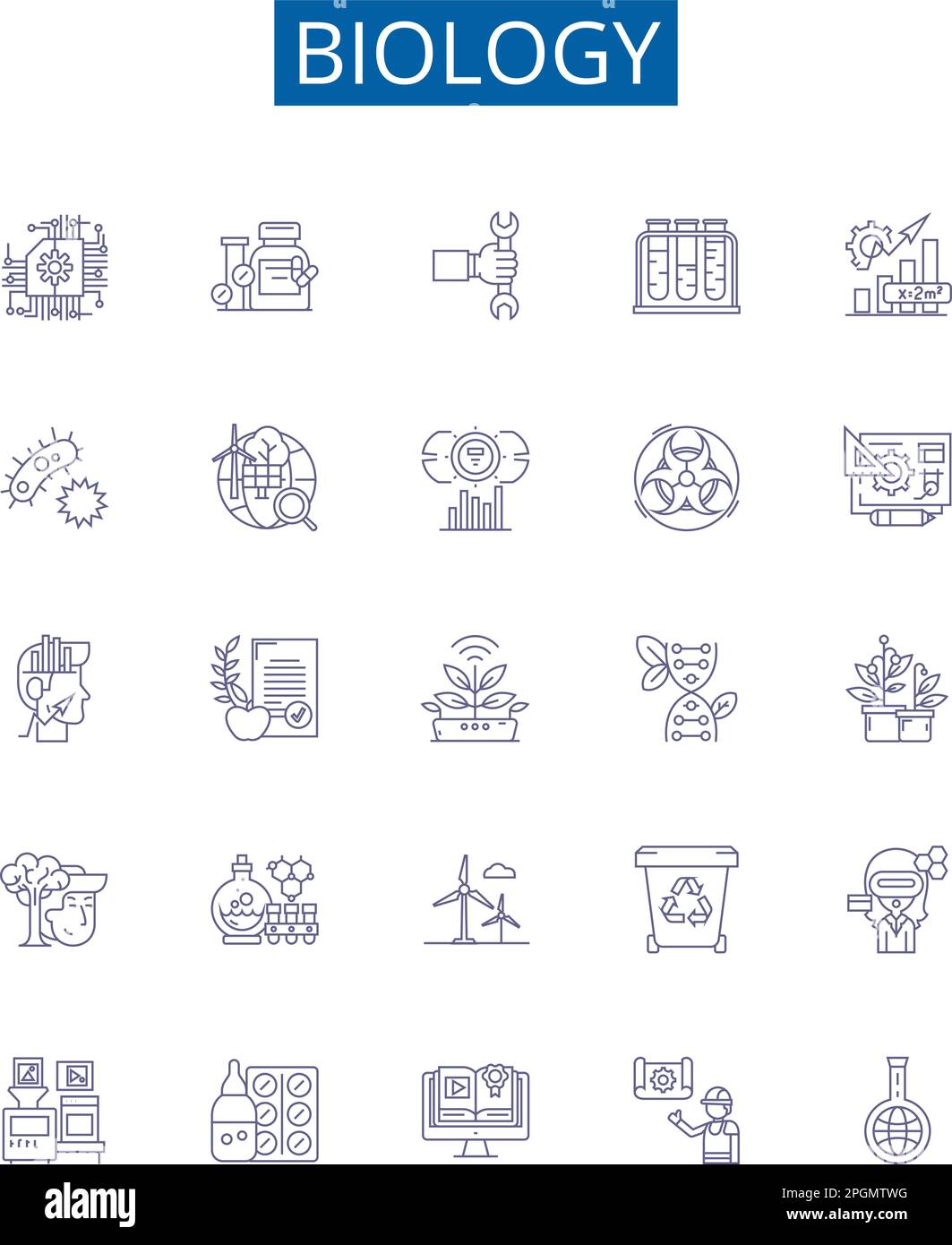 Biology line icons signs set. Design collection of Organism, Cell ...