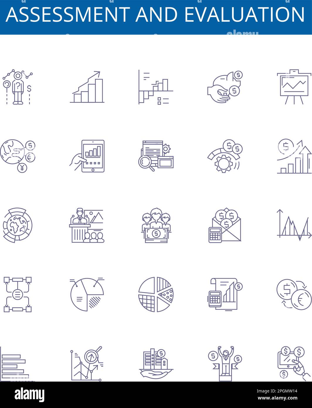 Assessment And Evaluation Line Icons Signs Set Design Collection Of