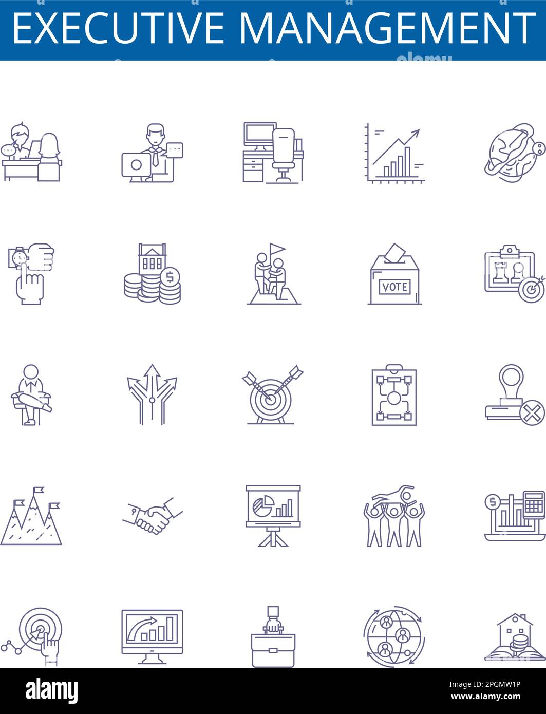 Executive management line icons signs set. Design collection of ...