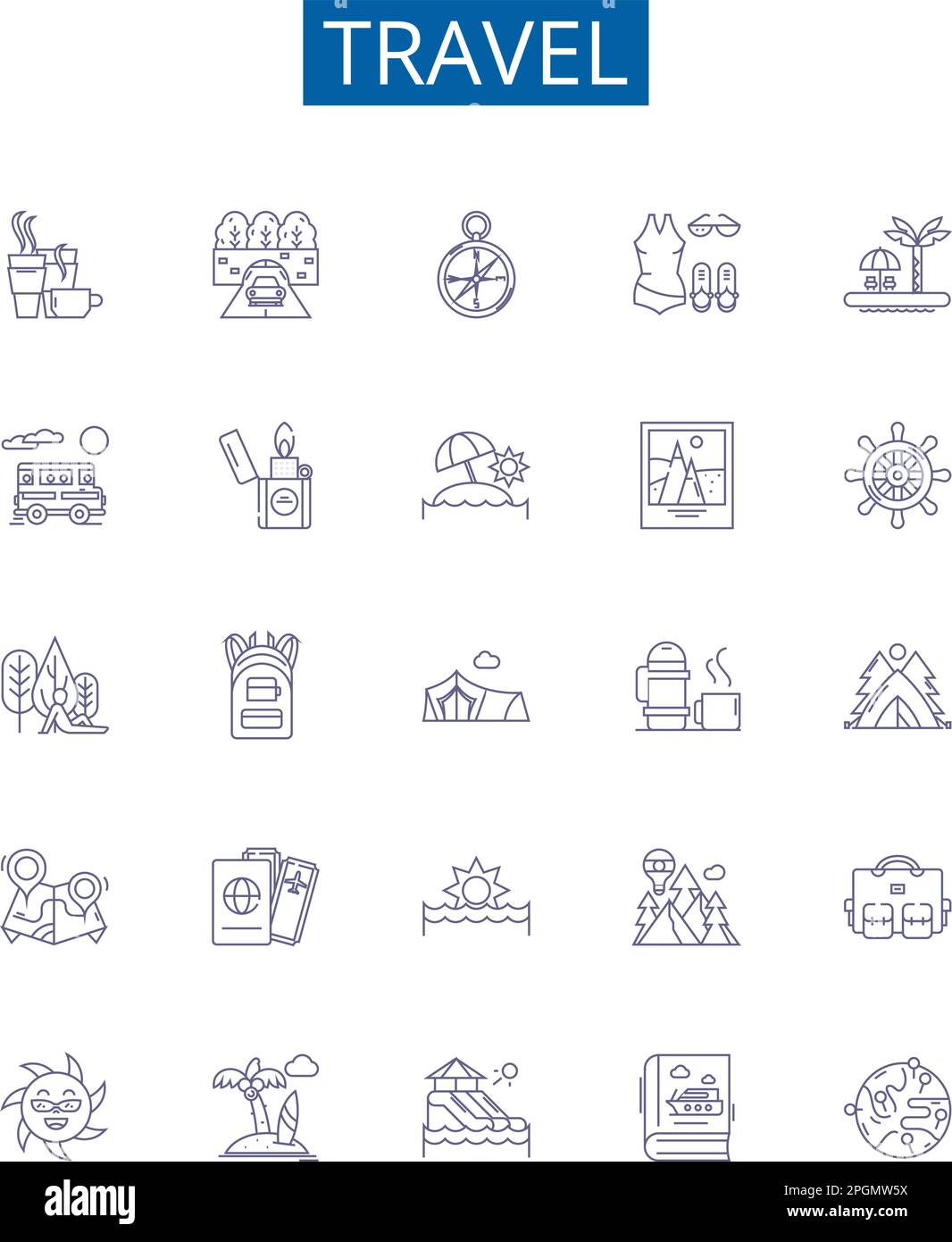 Travel line icons signs set. Design collection of Tour, Vacation, Trip ...