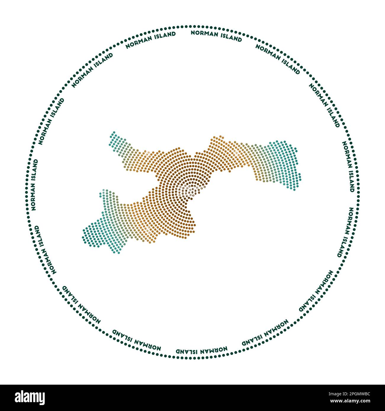 Norman Island round logo. Digital style shape of Norman Island in ...