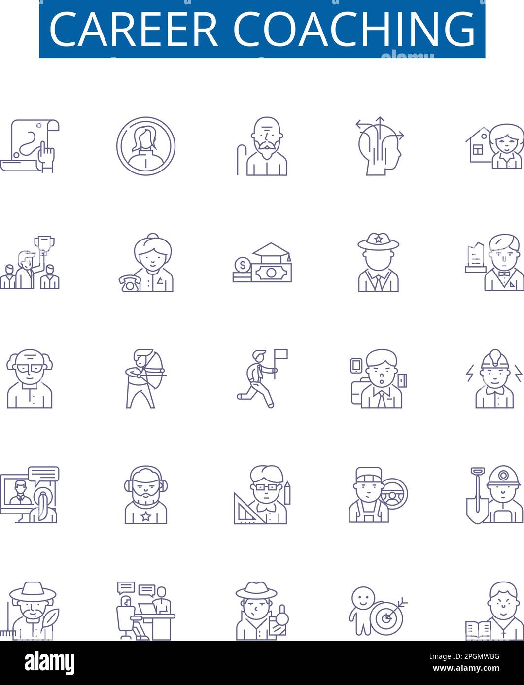 Career coaching line icons signs set. Design collection of Career ...