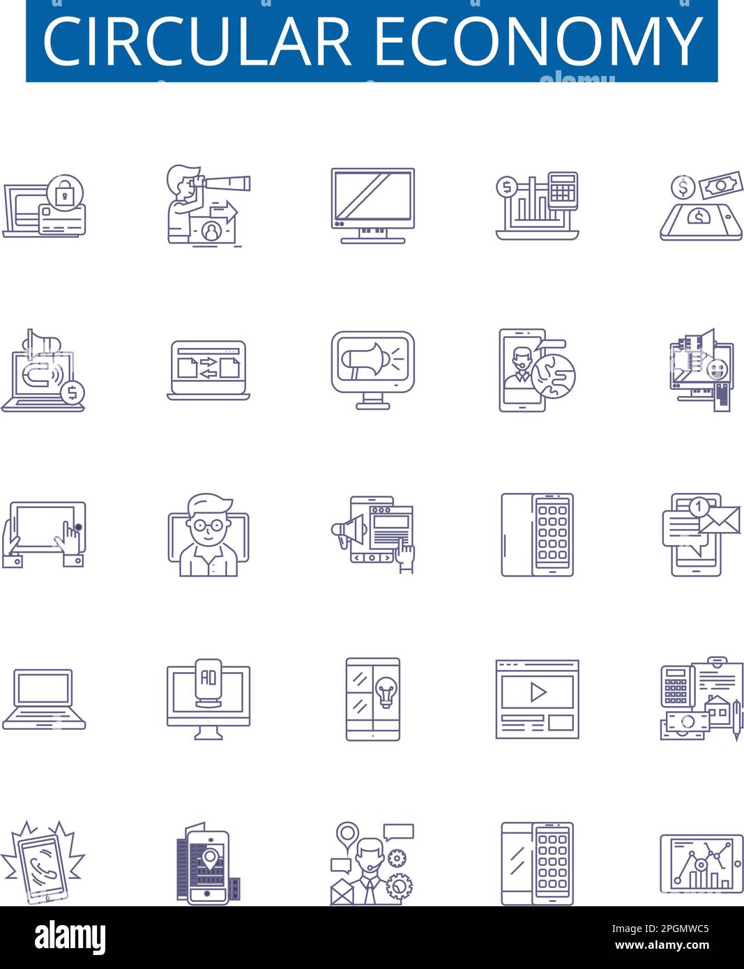 Circular economy line icons signs set. Design collection of Circular ... Circular economy line icons signs set. Design collection of Circular ...