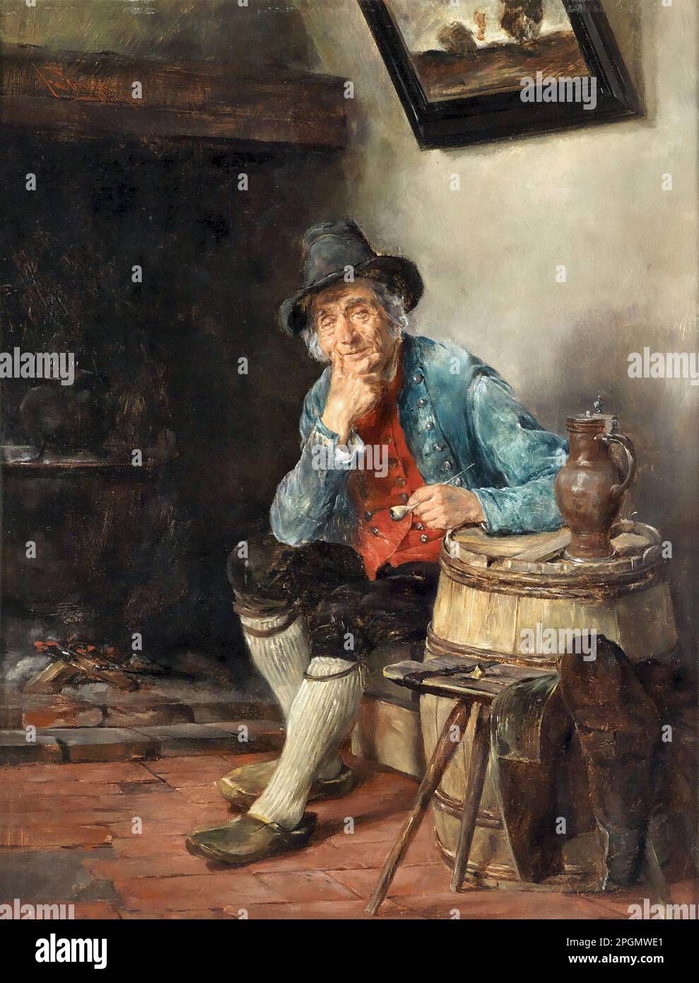 Spring Alfons - Interior with Peasant Smoking a Pipe - German School ...