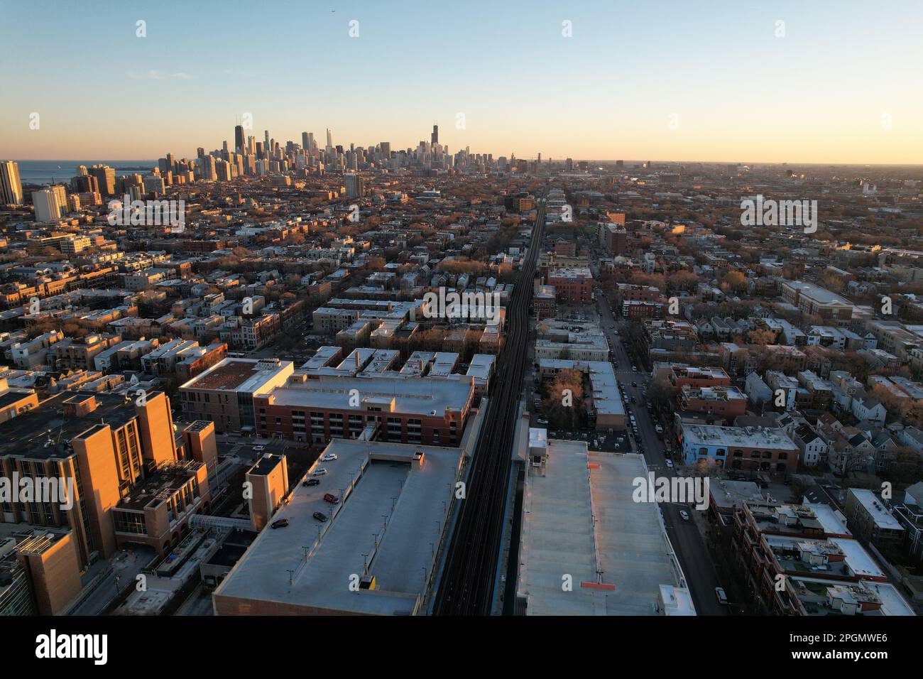 Aerial view of chicago suburbs hi-res stock photography and images - Alamy