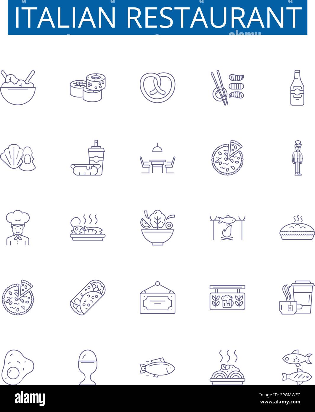 Italian restaurant line icons signs set. Design collection of Italian, restaurant, cuisine ...