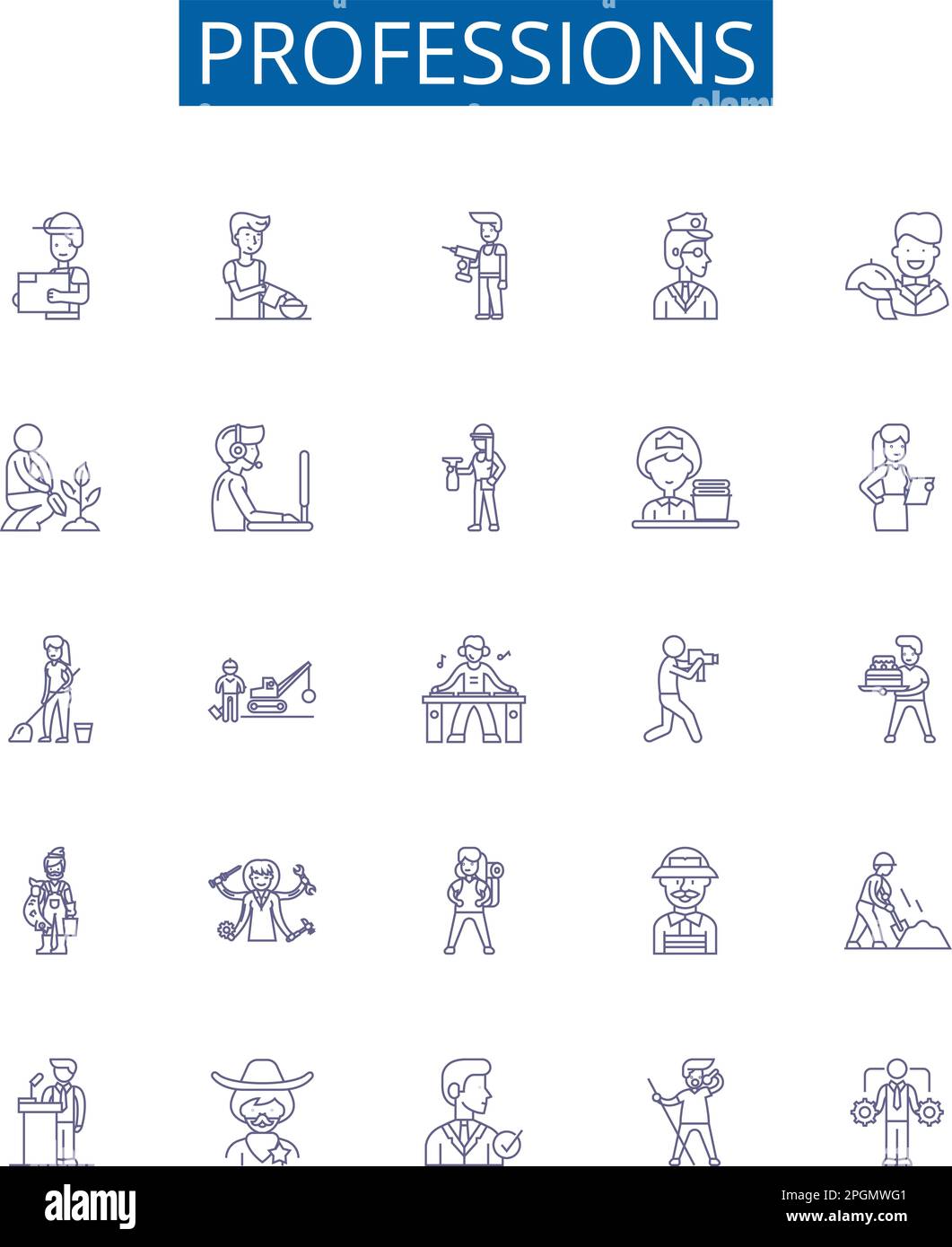Professions Line Icons Signs Set Design Collection Of Job Craft