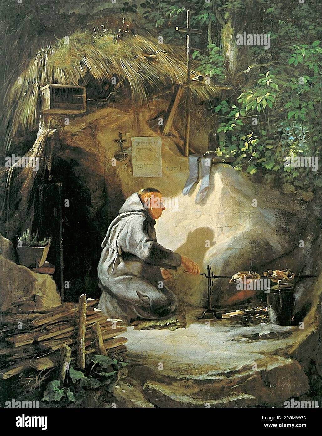 Spitzweg Carl - Hermit chicken roast - German School - 19th Century ...