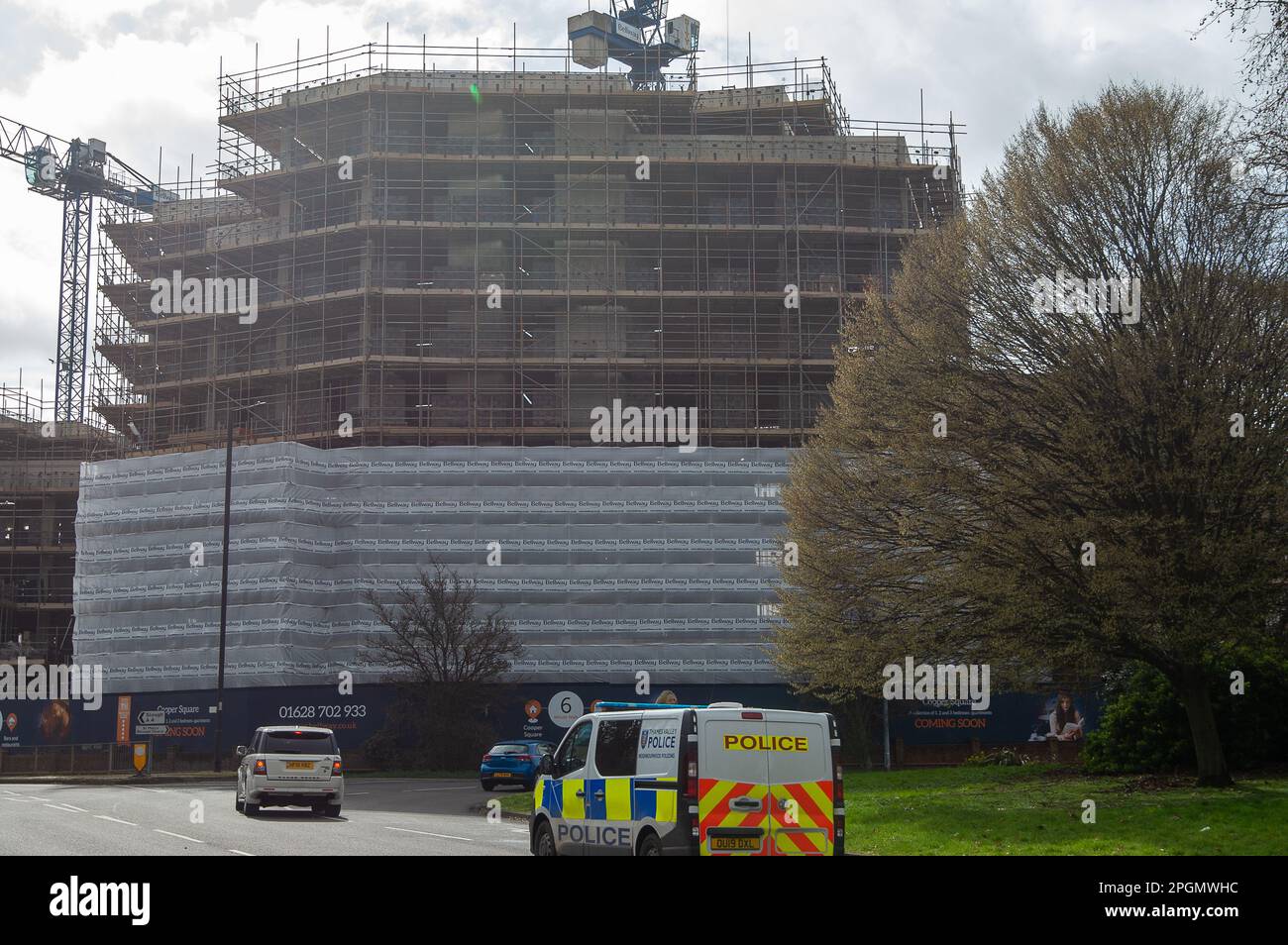 Maidenhead, Berkshire, UK. 23rd March, 2023. The Bellway Homes Copper Square under construction ...