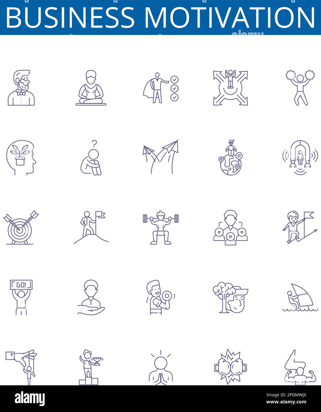 Business motivation line icons signs set. Design collection of Motivate ...