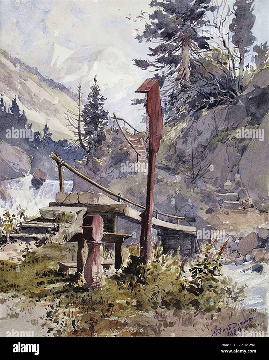 Diemer Michael Zeno View Of A Shrine German School 19th Century