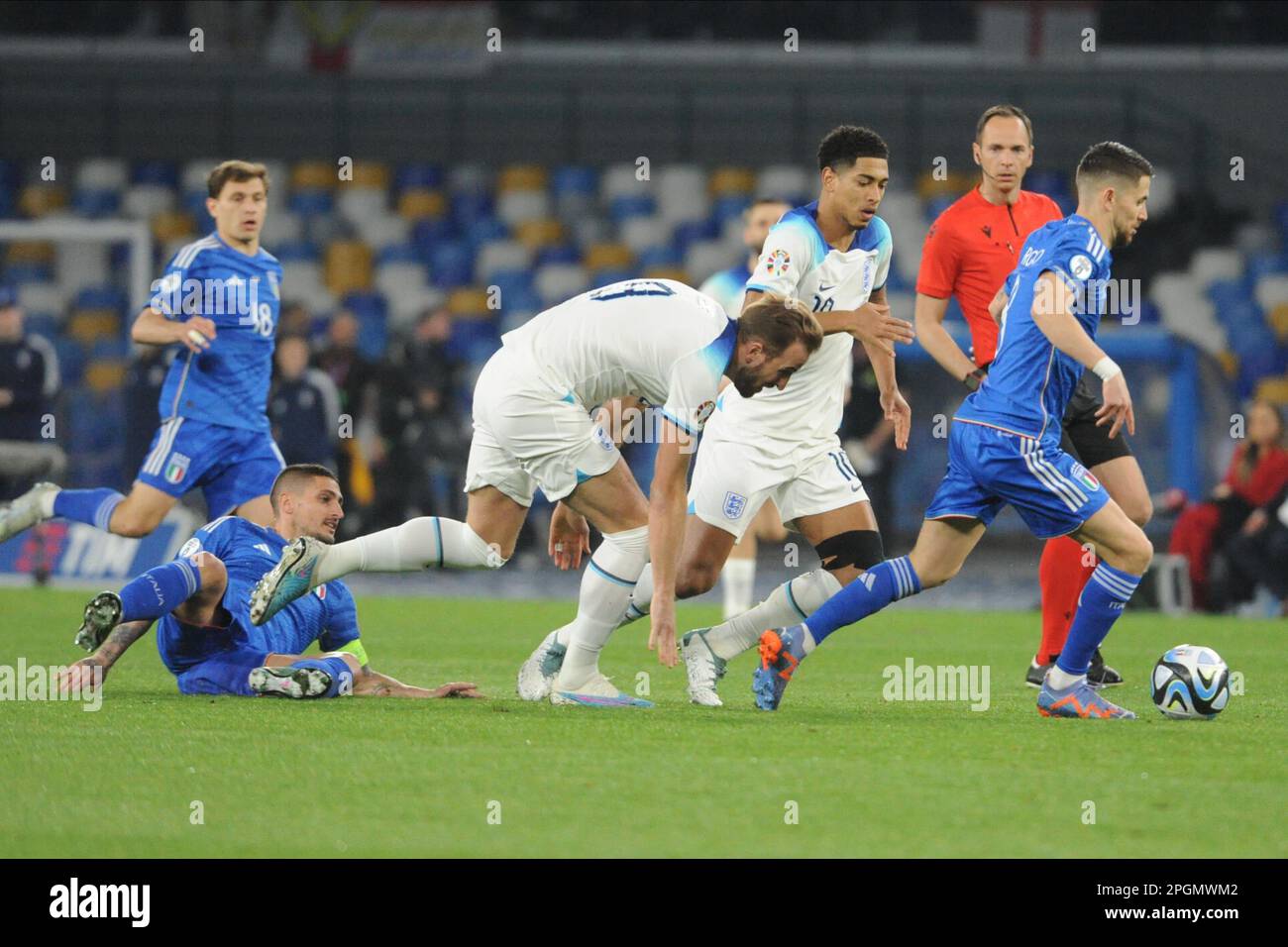 March 23, 2023, NAPOLI, ITALIA: Italyâ€™s midfieder Jorginho (r) during ...