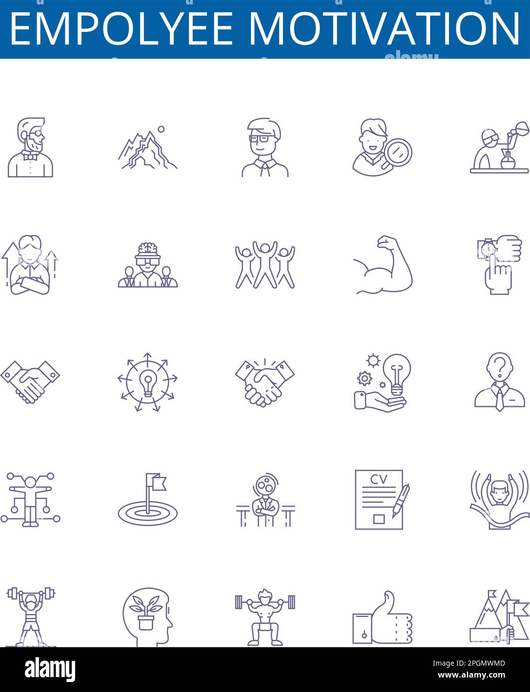 Empolyee motivation line icons signs set. Design collection of ... Empolyee motivation line icons signs set. Design collection of ...