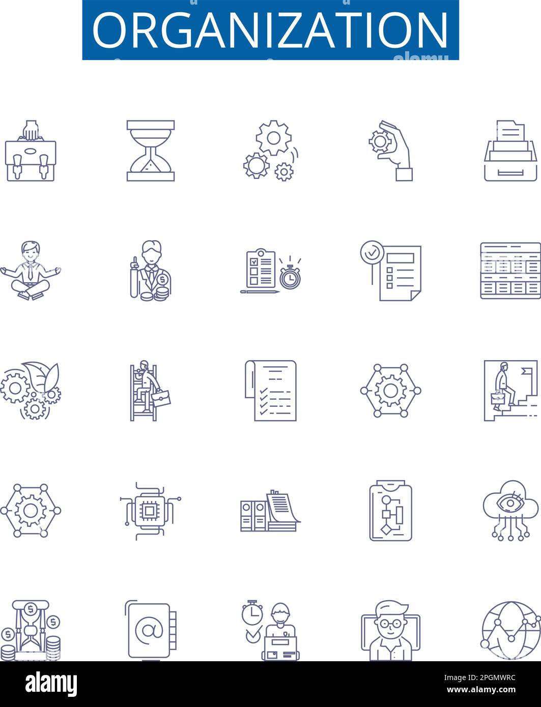 Organization Line Icons Signs Set Design Collection Of Organize Group