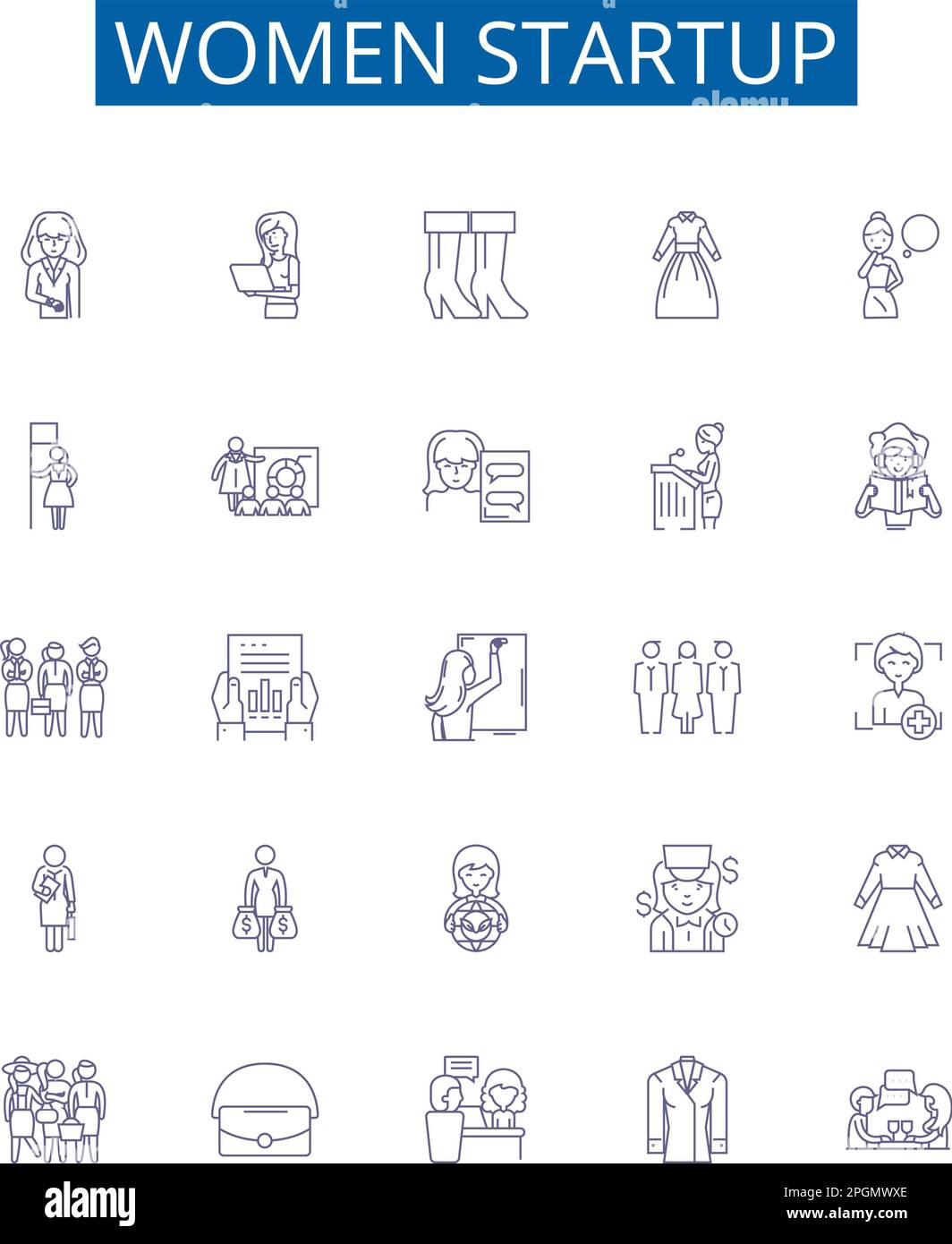 Women startup line icons signs set. Design collection of Female ...