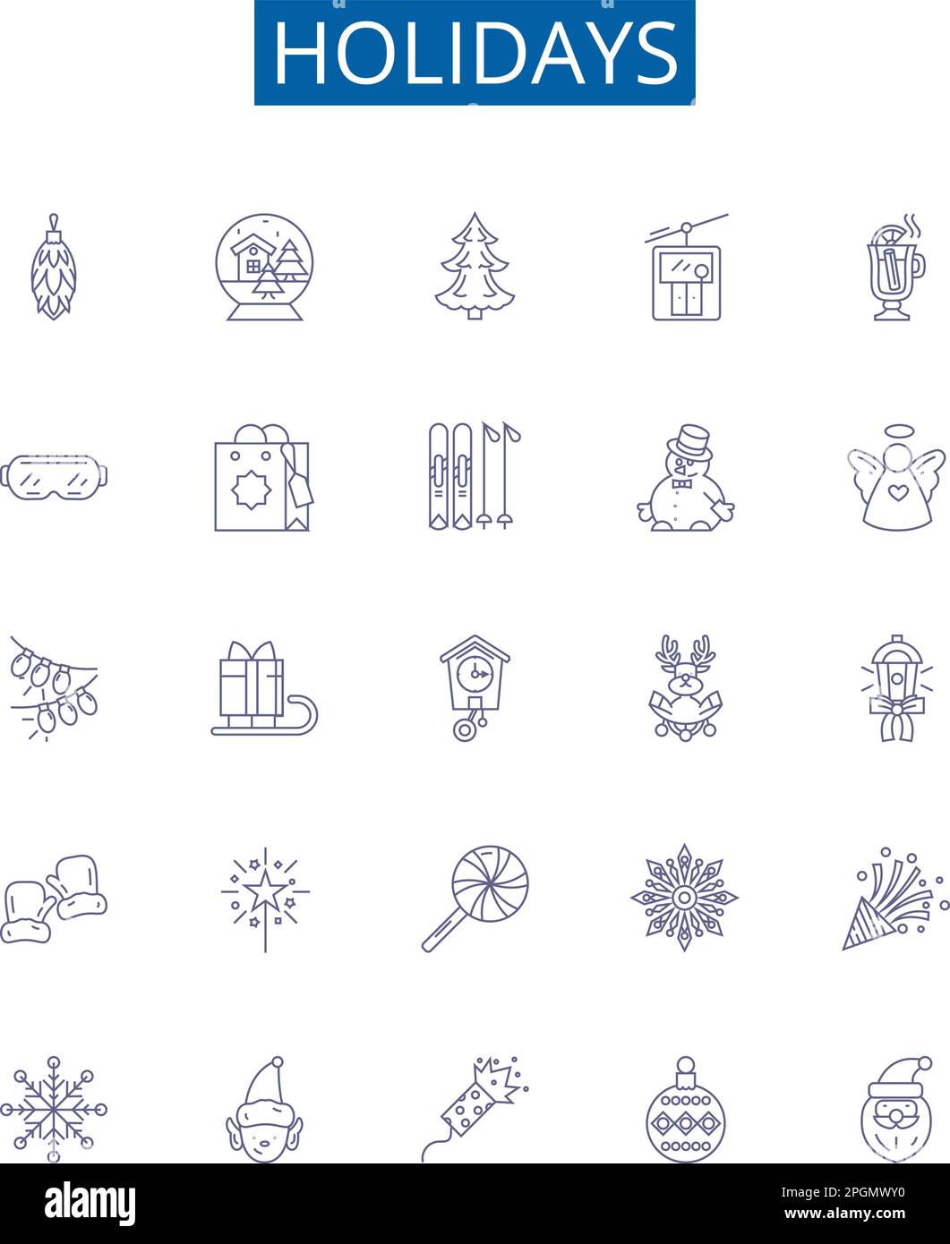 Holidays line icons signs set. Design collection of Vacation, Festive ...