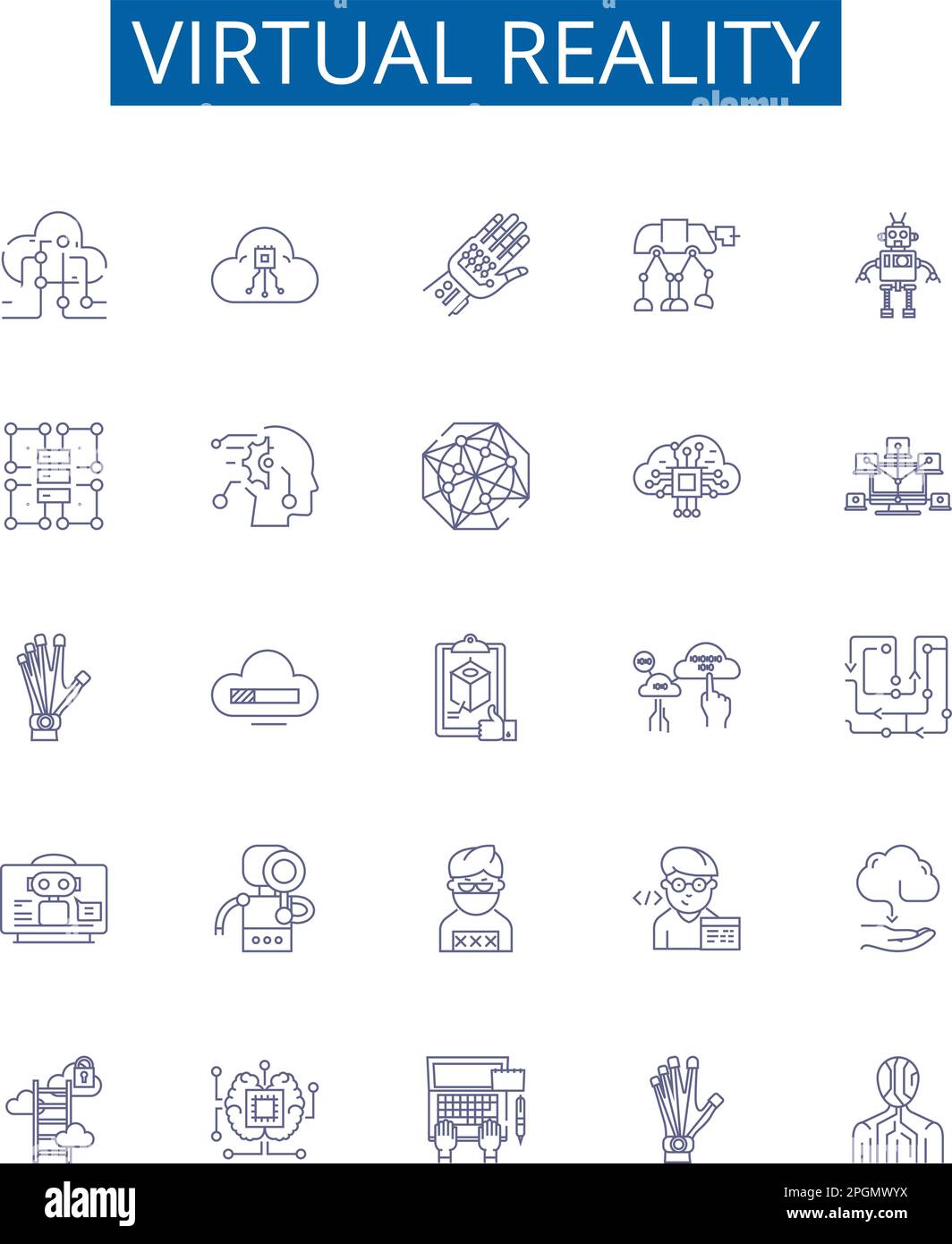 Virtual reality line icons signs set. Design collection of Virtual ... Virtual reality line icons signs set. Design collection of Virtual ...