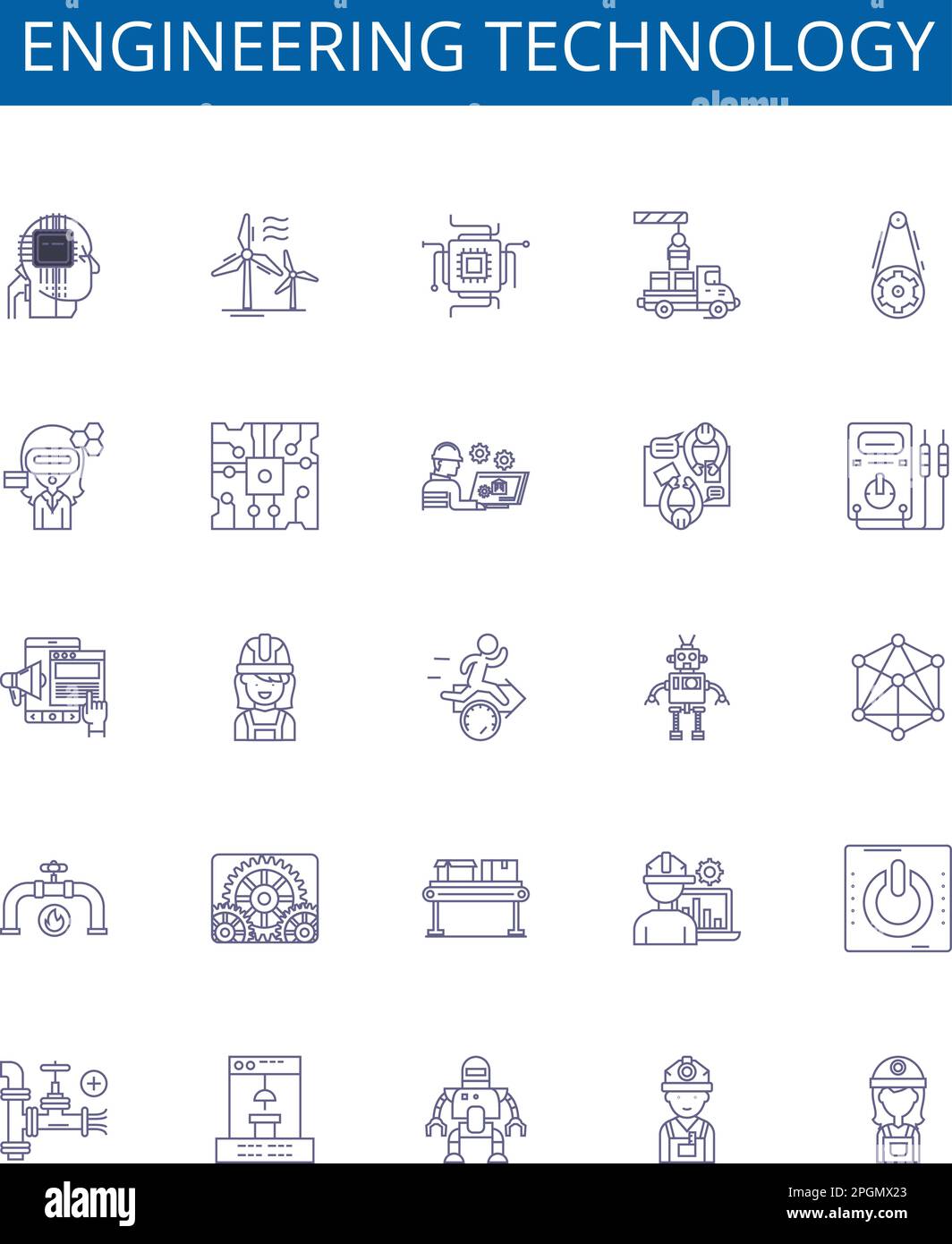 Engineering technology line icons signs set. Design collection of ... Engineering technology line icons signs set. Design collection of ...