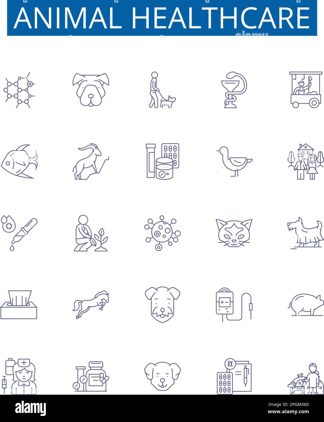 Animal healthcare line icons signs set. Design collection of Veterinary ...