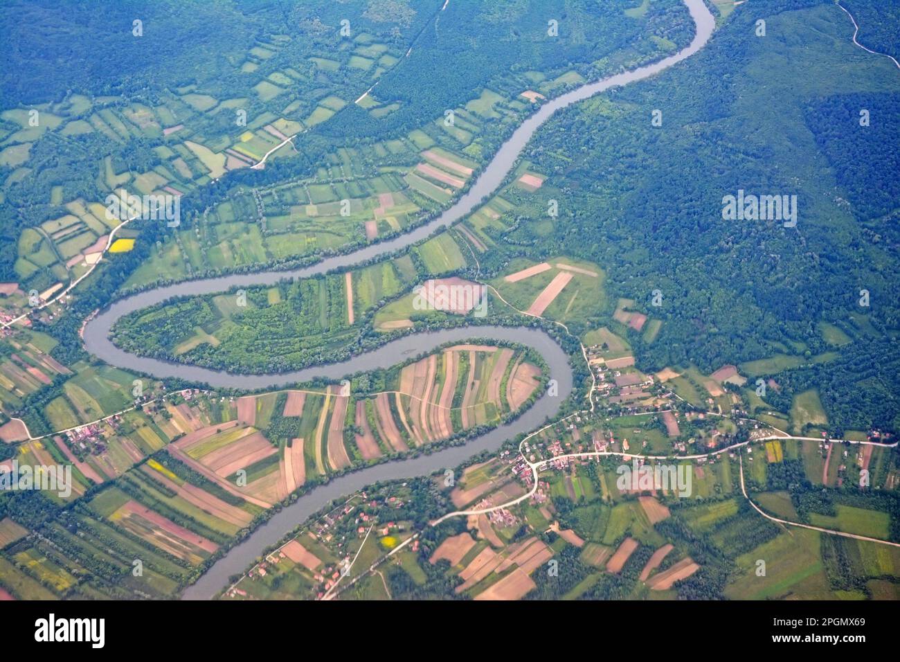Mountain village agricultural fields aerial hi-res stock photography ...