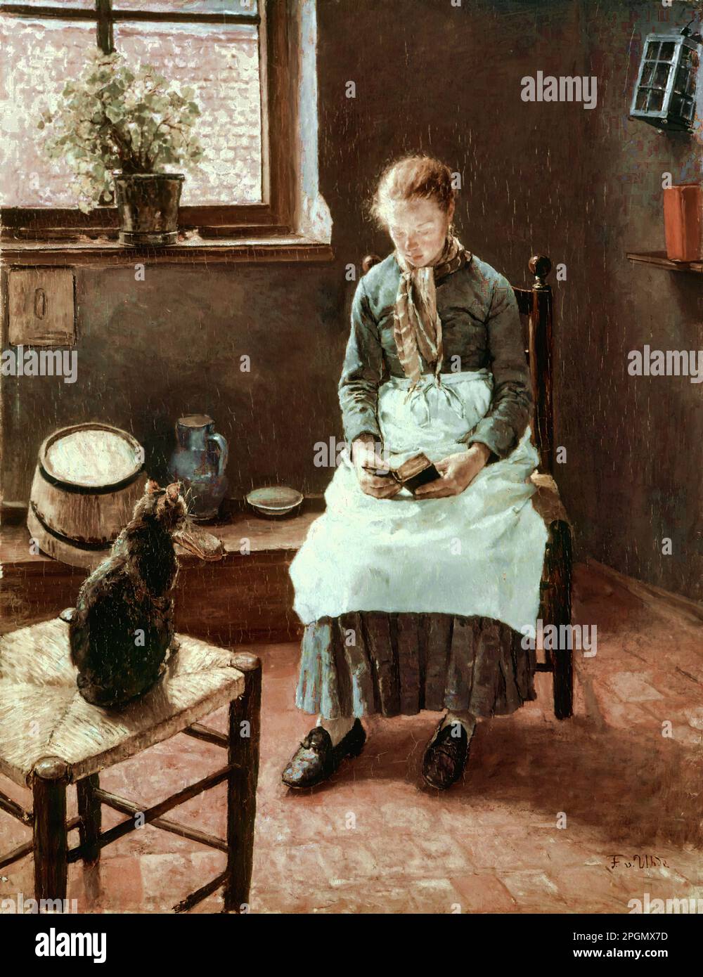 Uhde Fritz Von - Girls in the kitchen - German School - 19th Century ...
