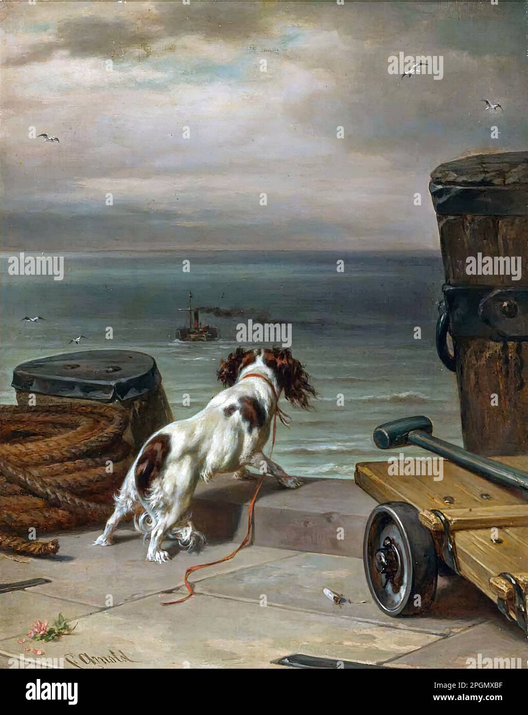Arnold Carl Johann - Ein Spaniel an Der Mole Blickt Nach Einem ...