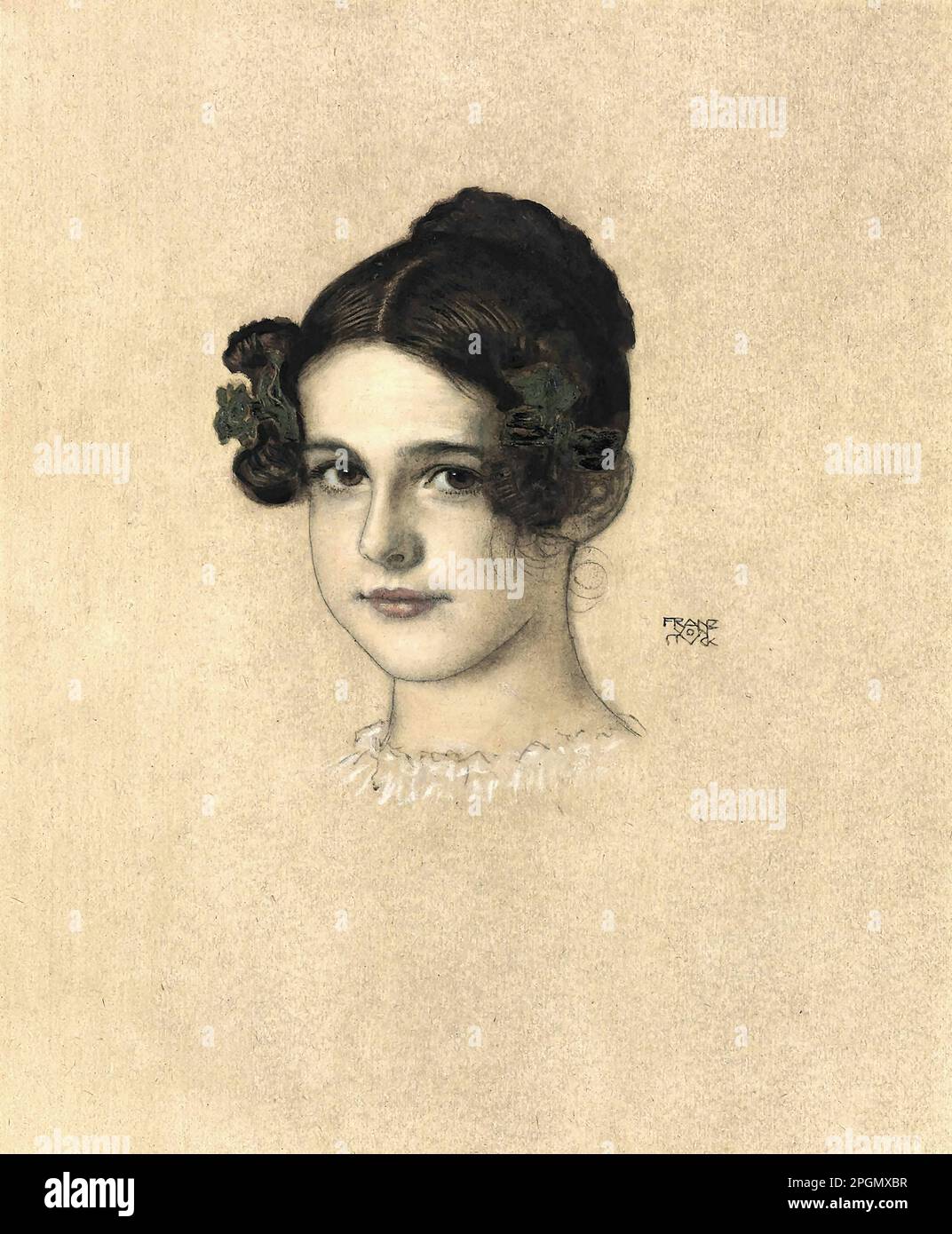 Stuck Franz Von - Portrait of Mary Stuck 3 - German School - 19th ...
