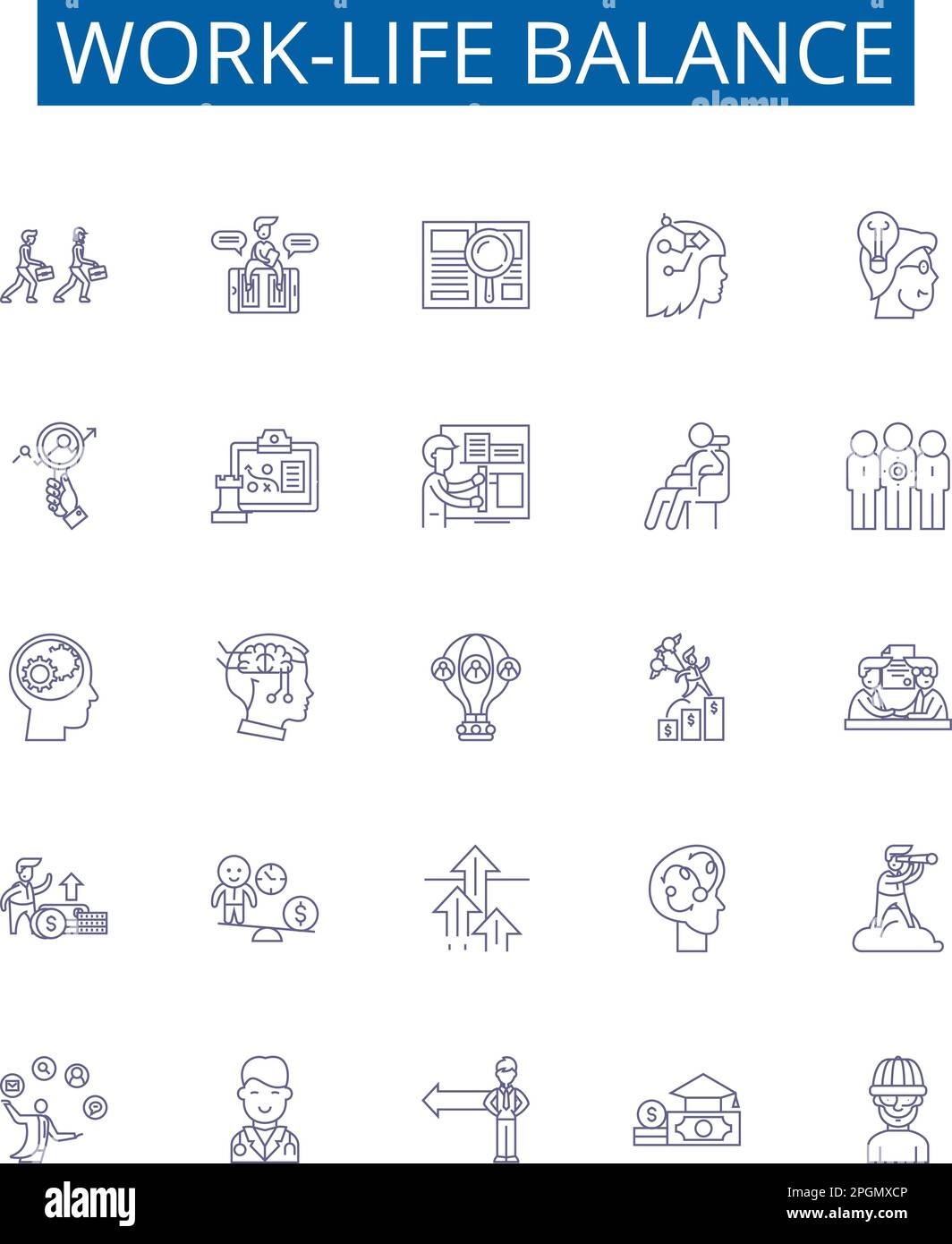 Work-life balance line icons signs set. Design collection of Work life ...