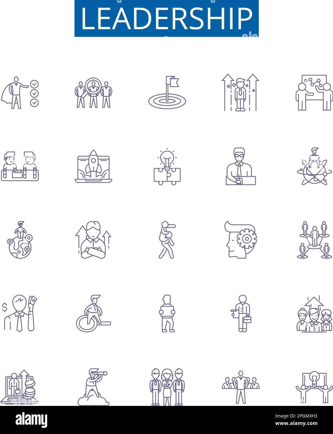 Leadership line icons signs set. Design collection of Leadership, Managerial, Authority ...