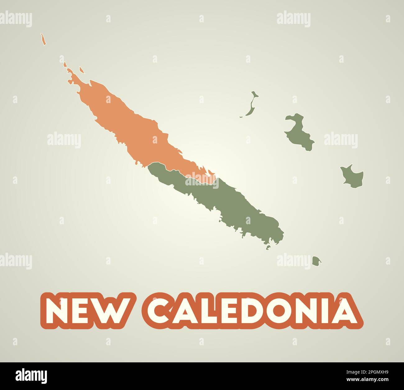 New Caledonia poster in retro style. Map of the country with regions in ...